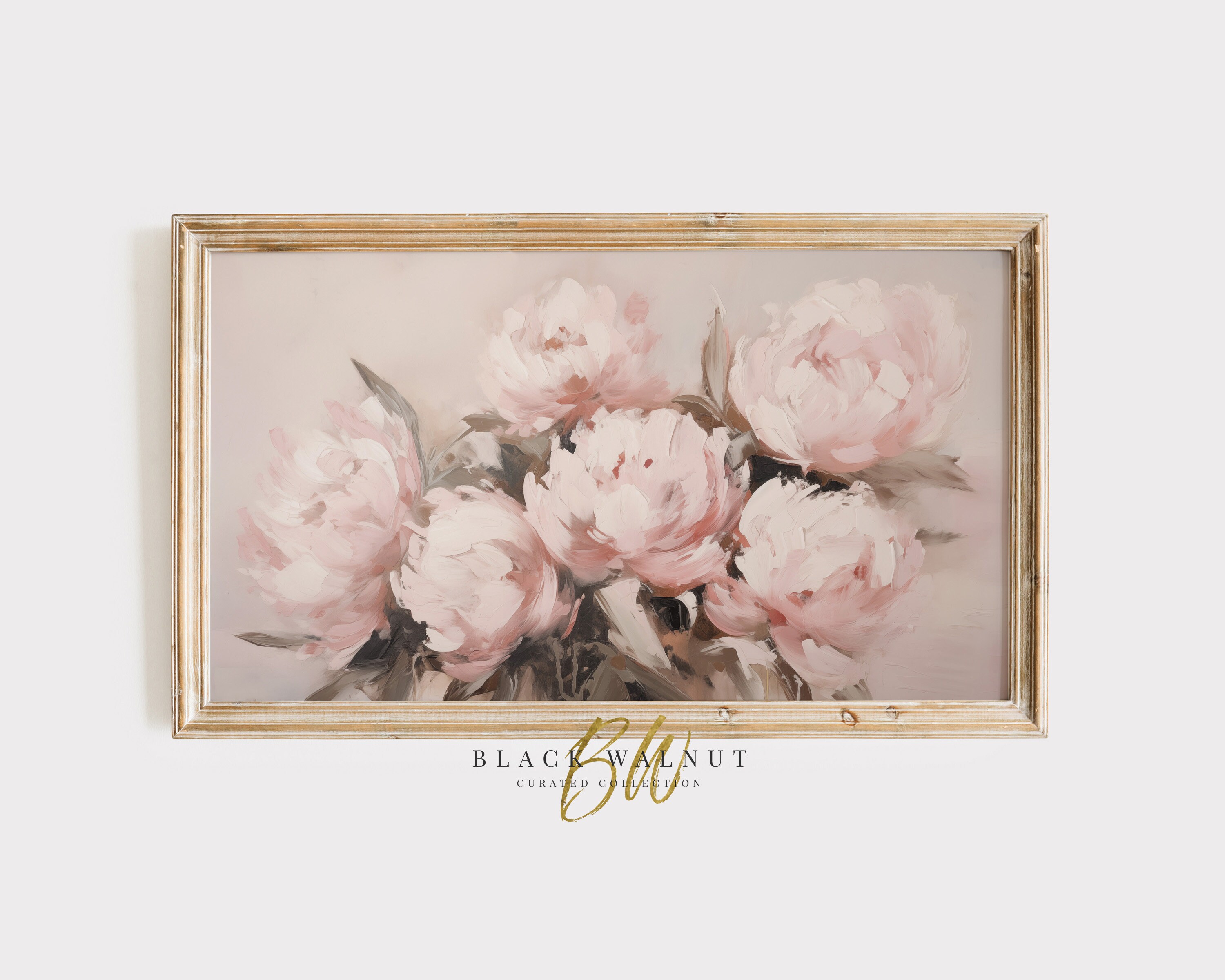 Blush Pink Floral Frame TV Art, Pink Flowers Art, Flowers Painting ...