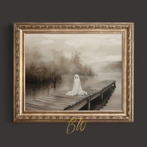 Vintage Ghost Painting, Moody Halloween Wall Art Print, Spooky Ghost on ...