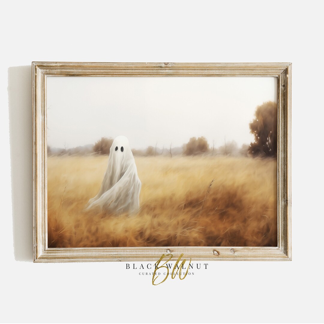 Ghost in Field Art Print, Halloween Decor, Moody Spooky Ghost in Fall ...