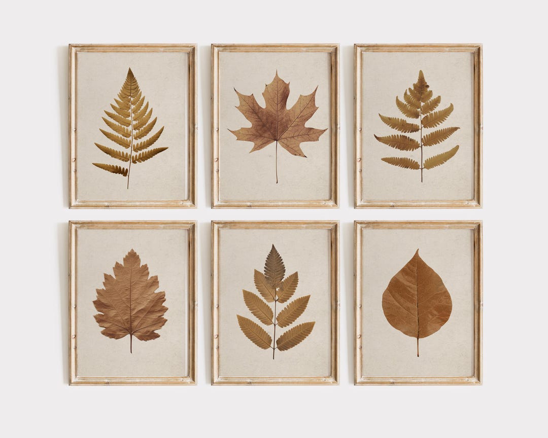 Vintage Fall Leaf Print Set, Autumn Botanical Wall Art Set, Printable ...