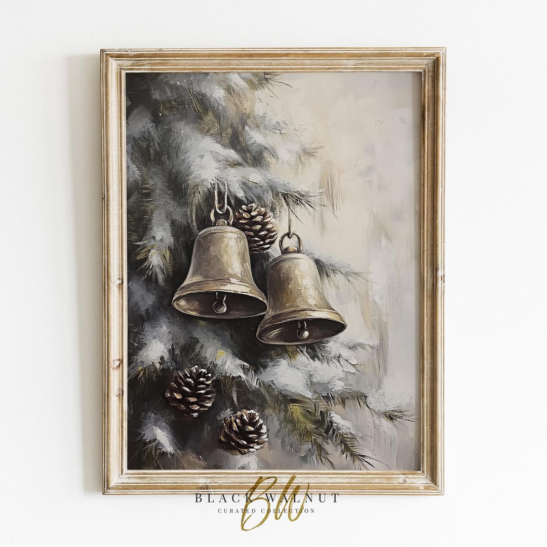 Christmas Wall Art Printable Bells Christmas Vintage Style Painting ...