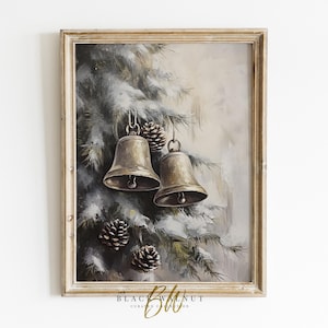 Christmas Wall Art Printable Bells Christmas Vintage Style Painting ...