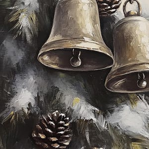 Christmas Wall Art Printable Bells Christmas Vintage Style Painting ...