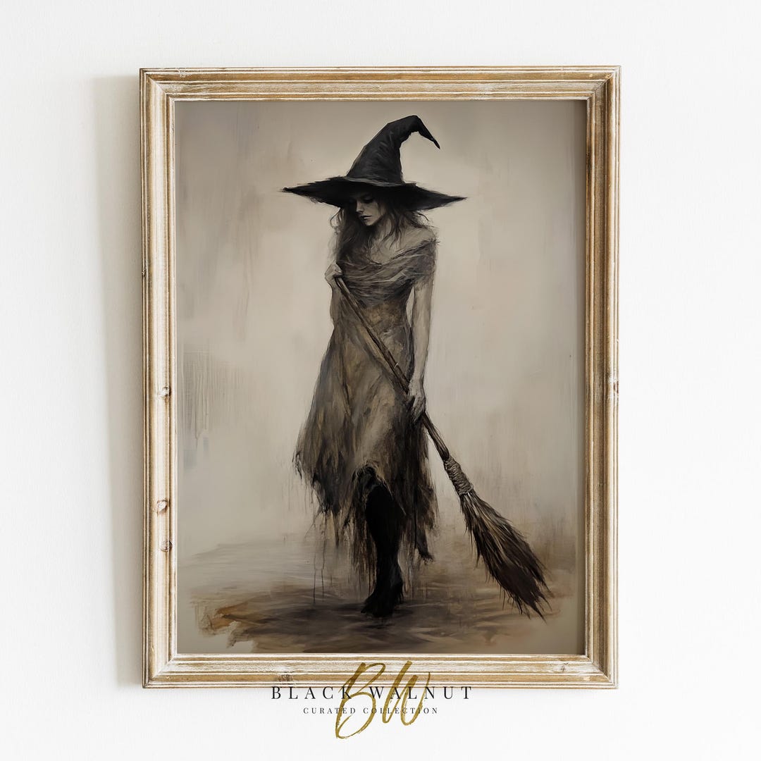 Halloween Witch Print, Printable Vintage Witchy Wall Art, Rustic ...