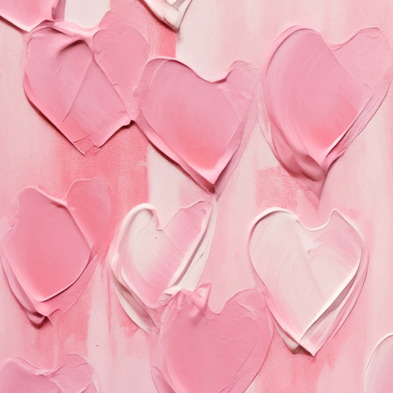 Pink Hearts Art Print, Digital Print, Valentine's Day Decor, Modern 3D ...