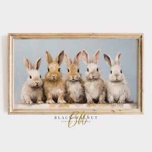 Frame TV Art Easter Set of 6, Bunny Rabbit Spring Pastel Wildflowers ...