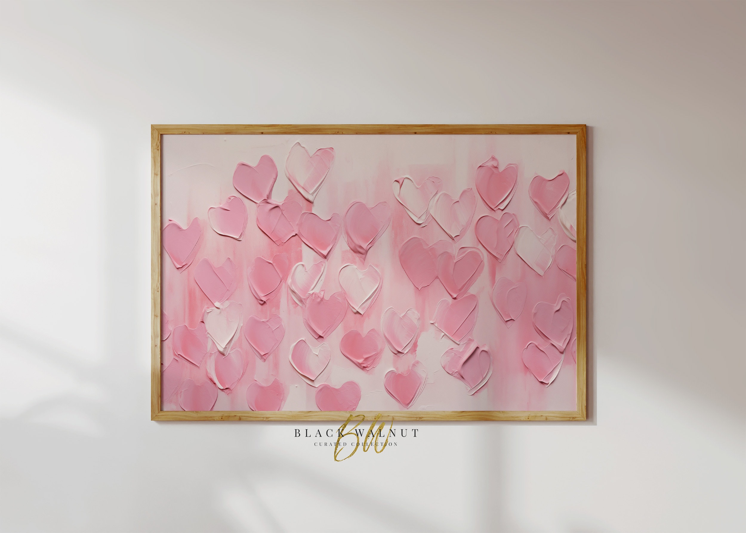 Pink Hearts Art Print, Digital Print, Valentine's Day Decor, Modern 3D ...