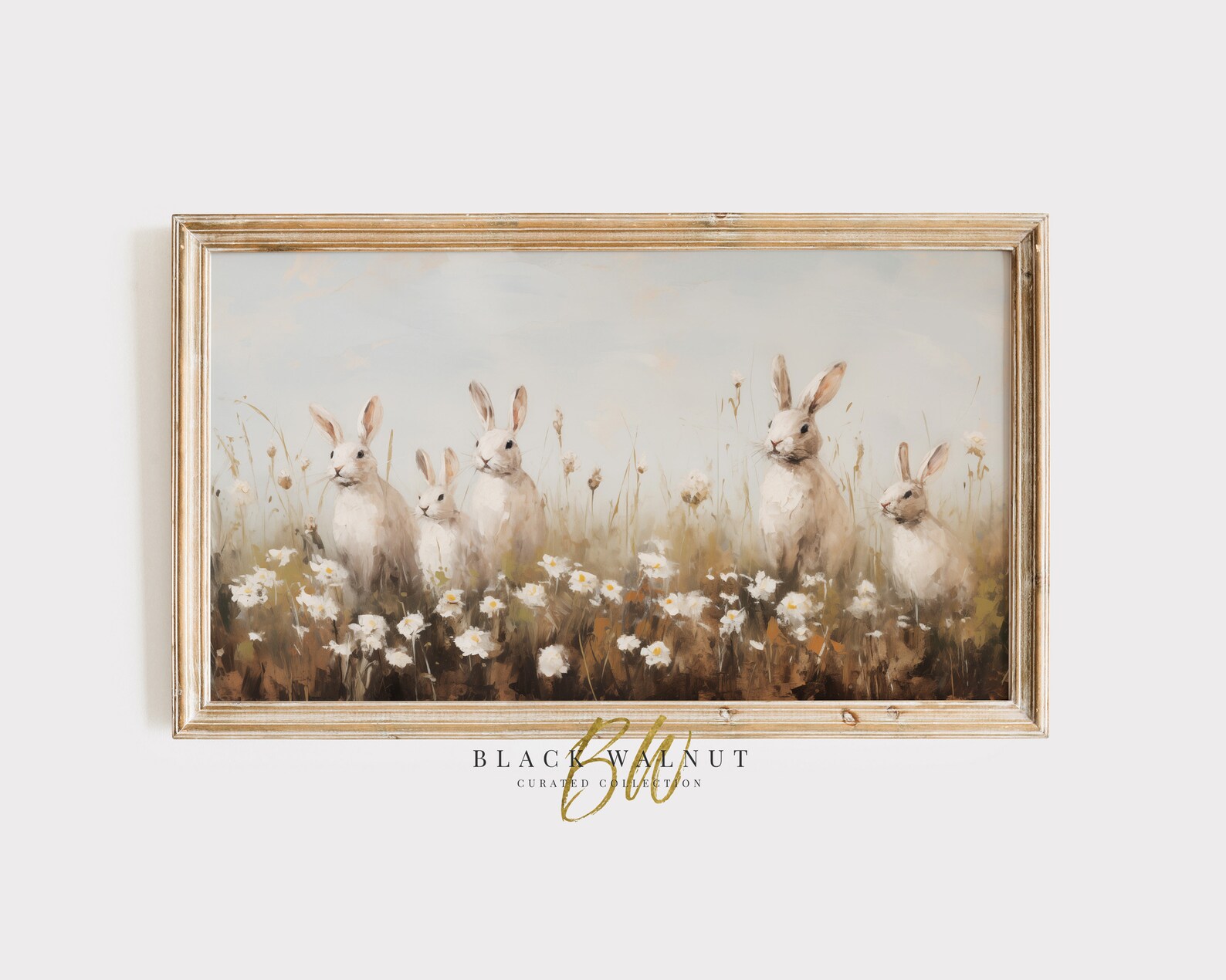 Frame TV Easter Art, Easter Bunny Painting,rabbits in Spring Wildflower ...