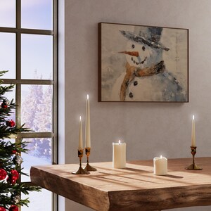 Snowman Art Print, Printable Winter Wall Art, Rustic Farmhouse Painting ...