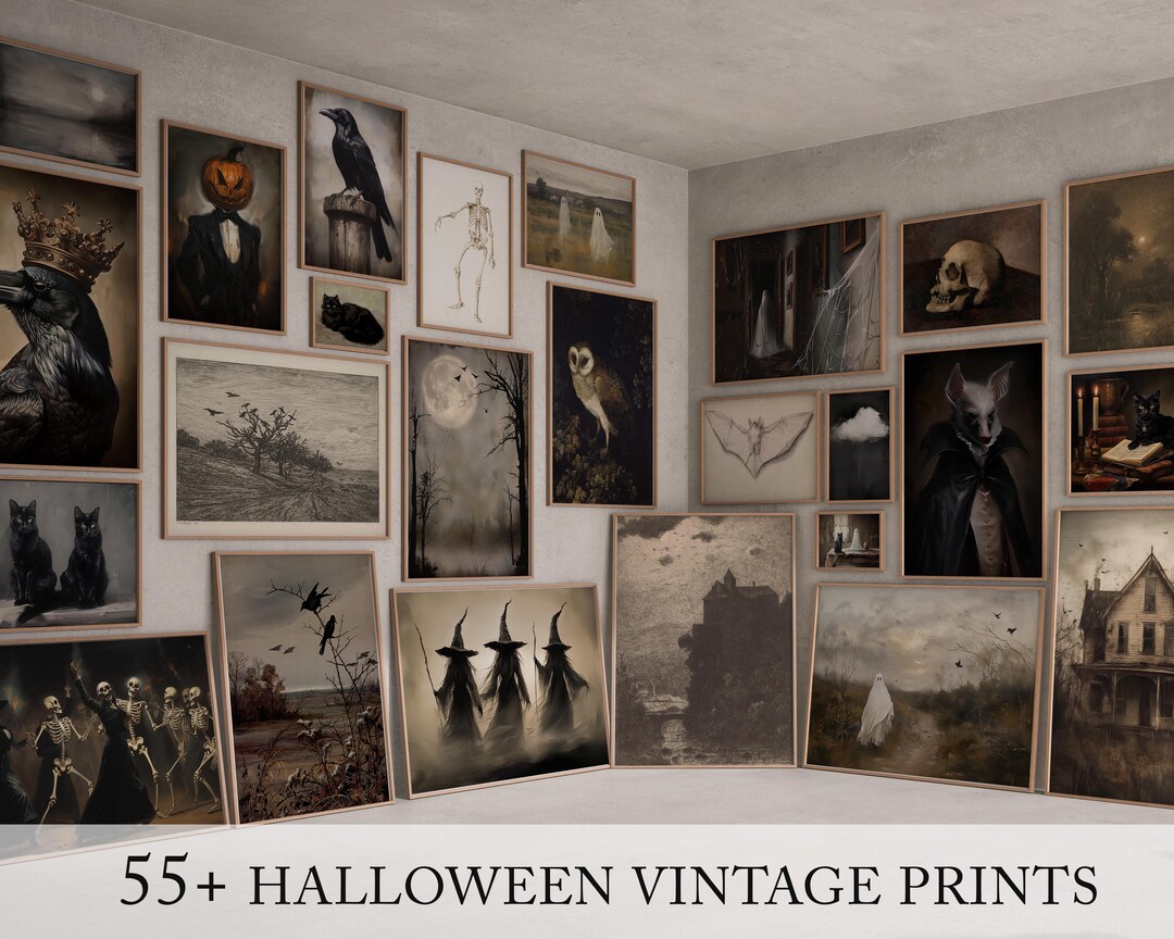 Vintage Halloween Prints, Printable Gallery Wall Prints, Dark Academia ...