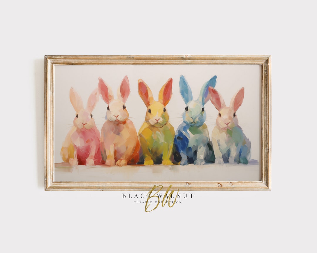 Samsung Frame TV Art Easter Bunnies, Modern Colorful Bunny Rabbit ...