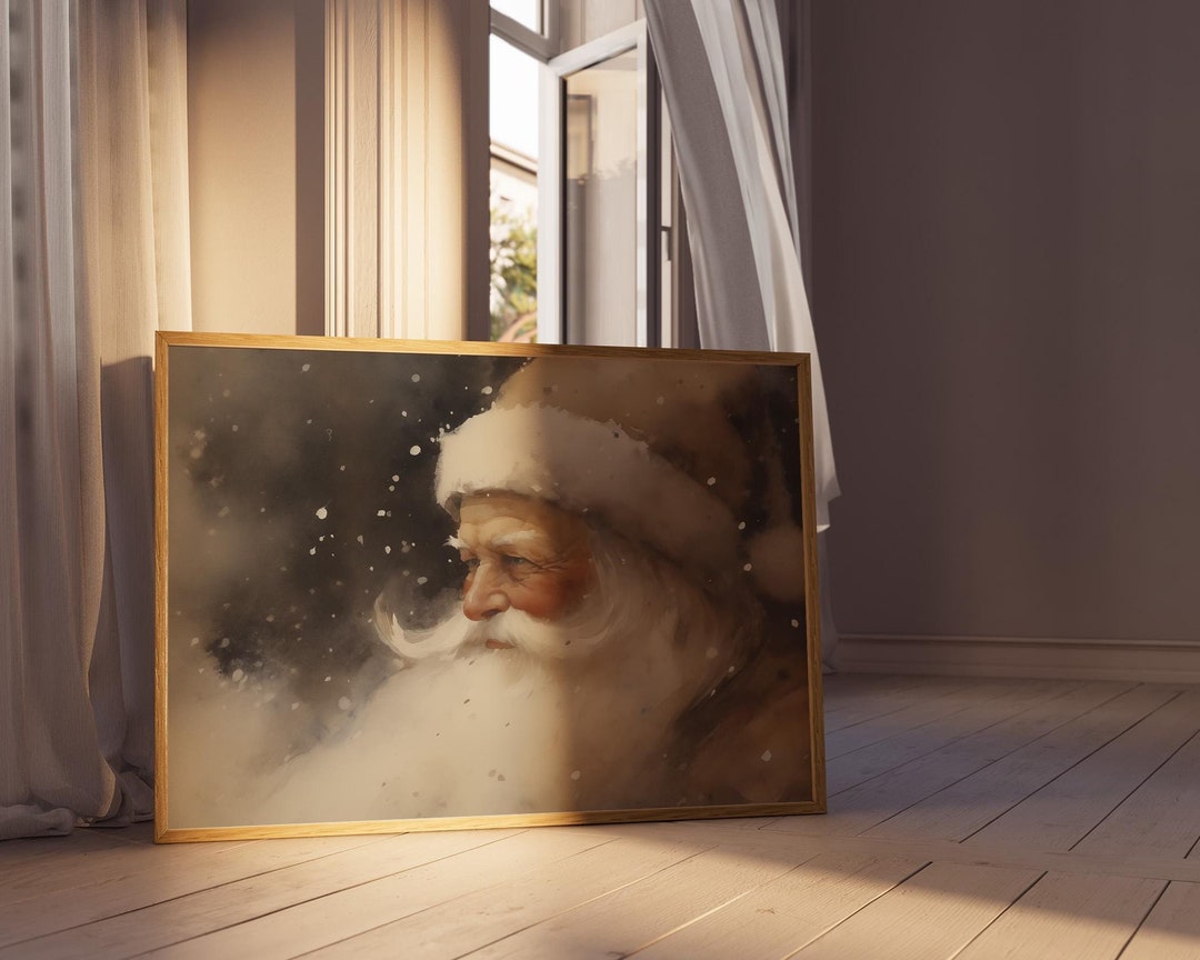 Printable Vintage Santa Claus Painting, Christmas Wall Art Print ...