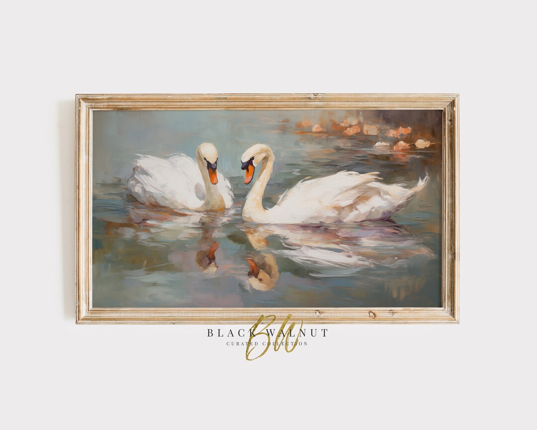 Frame TV Art Swans, Coquette Room Decor, Swans Samsung Frame TV Art ...