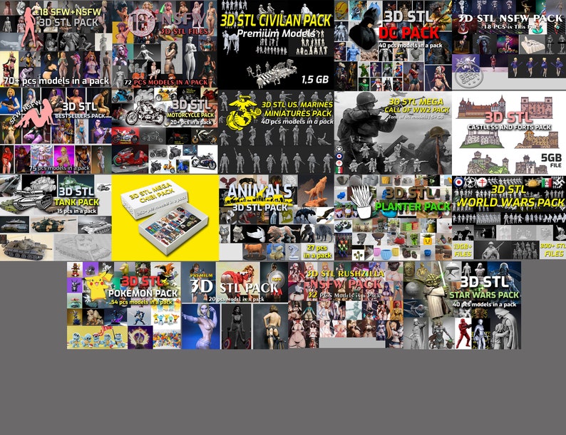 3D STL Best Mega Pack 430 Pcs Models High Quality - Etsy Australia