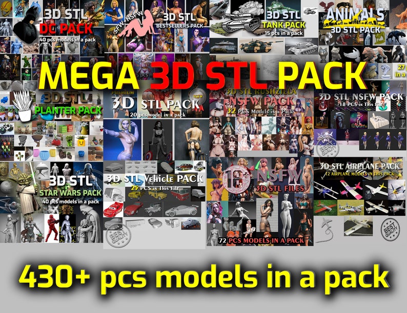 3D STL Best Mega Pack 430 Pcs Models High Quality - Etsy Australia