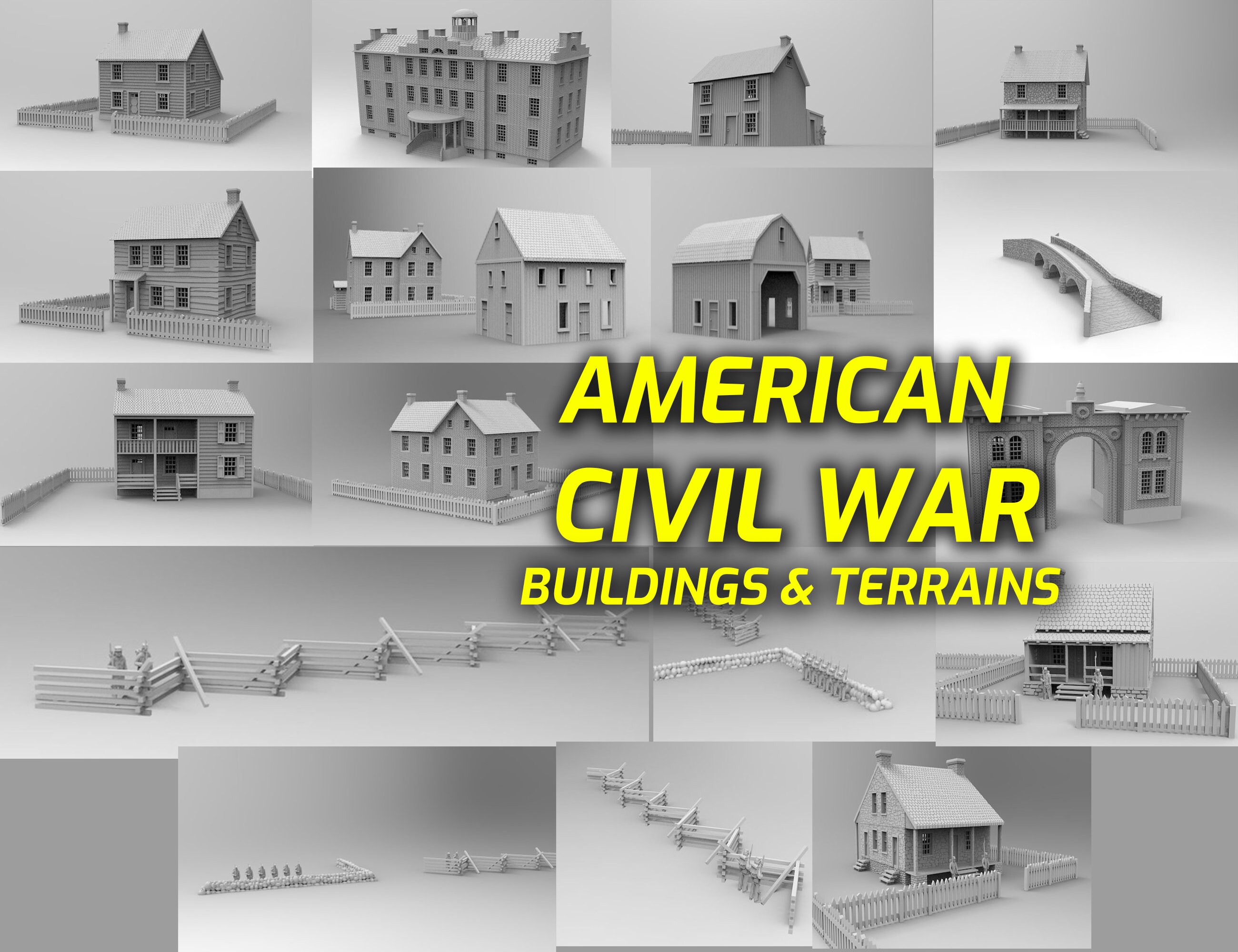 3D STL American Arabic French Indian Buildings and Terrains Pack 3d stl ...
