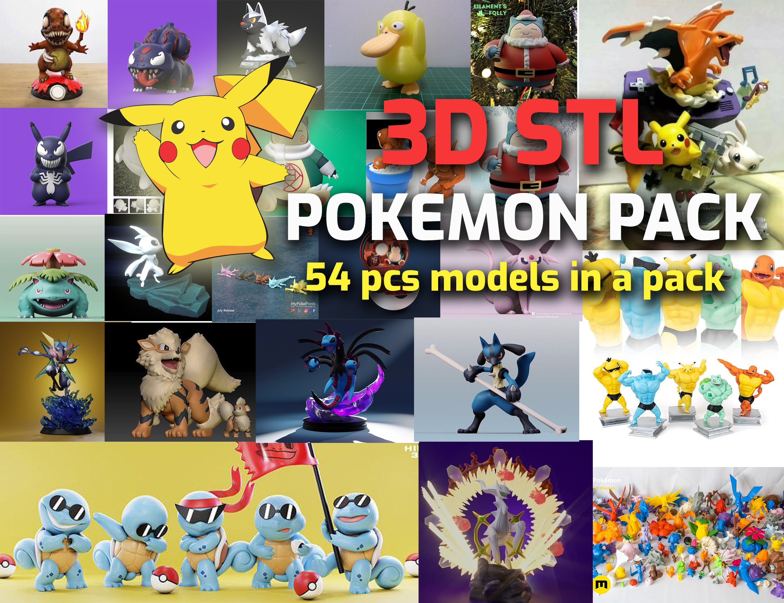 3D STL Pokemon Pack 54 Pcs Models 3d Stl Pack Stl Pack Stl - Etsy