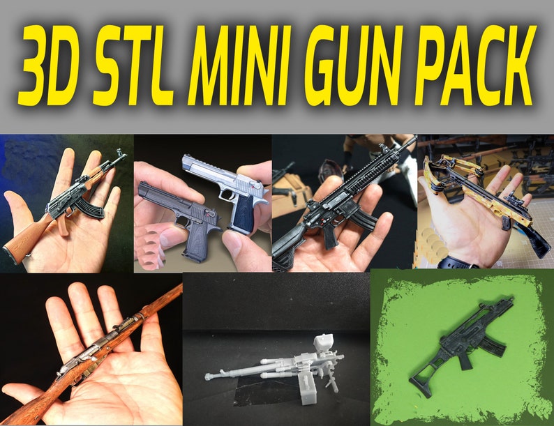3D STL Mini Gun Pack Stl Bundle 7 Pcs Models in a Pack - Etsy Australia