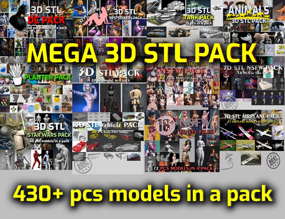 3d Stl Best Mega Pack 430 Pcs Models High Quality Bestseller Models 3d