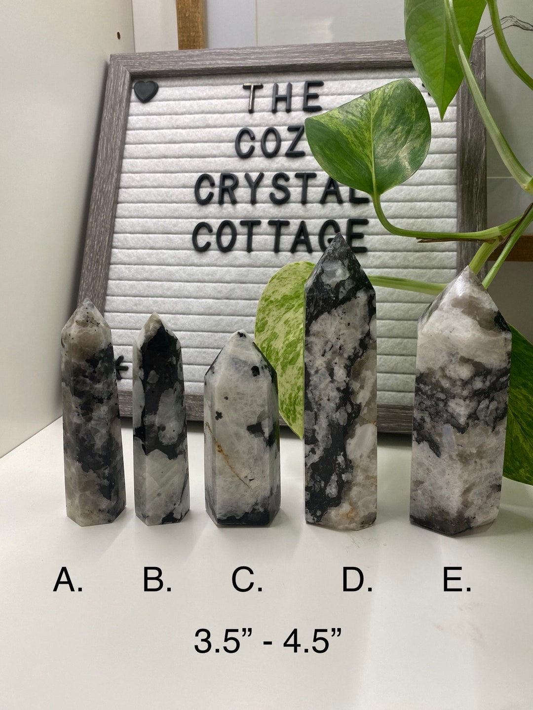 Rainbow Flash Moonstone Tower Natural Stone Carved Point Meditation ...
