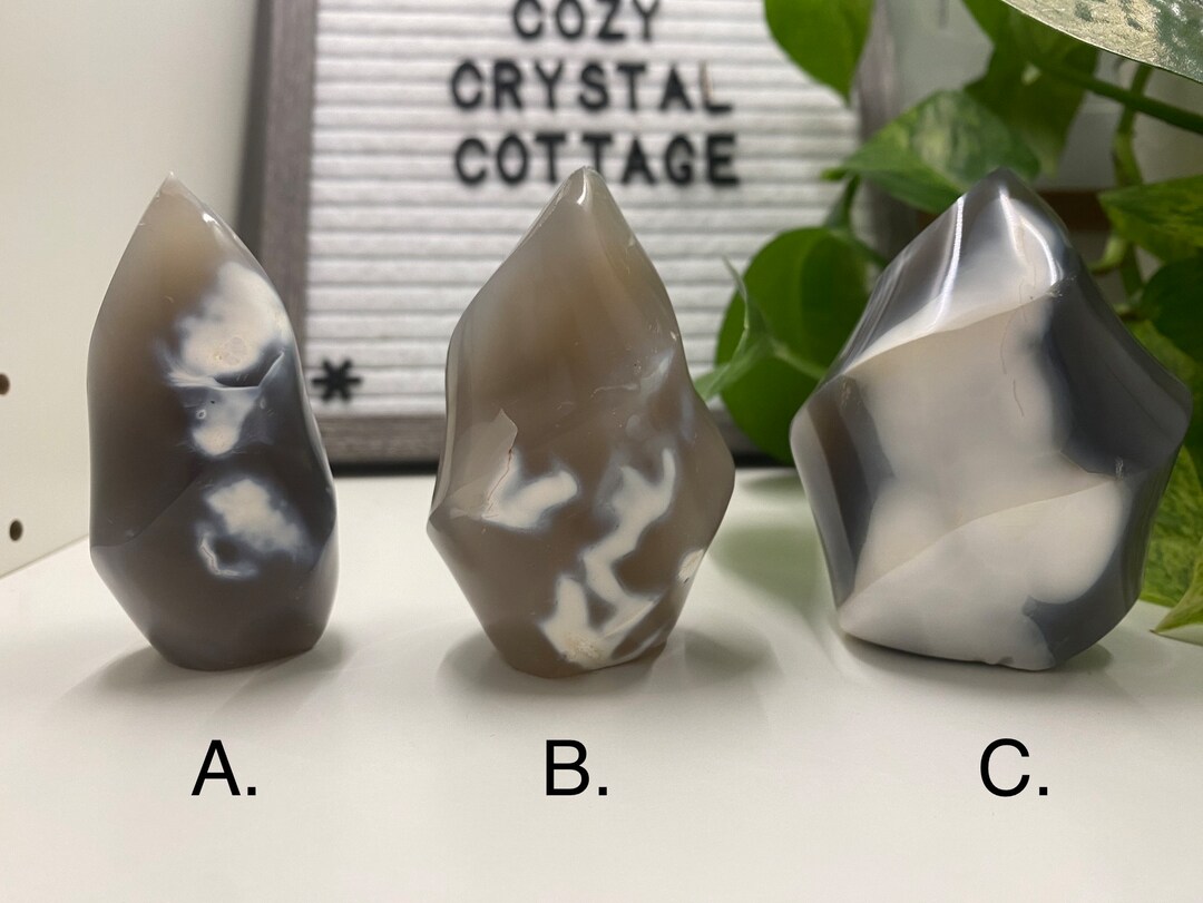 Orca Agate Flame Natural Stone Hand Carved Meditation, Altars, Reiki ...