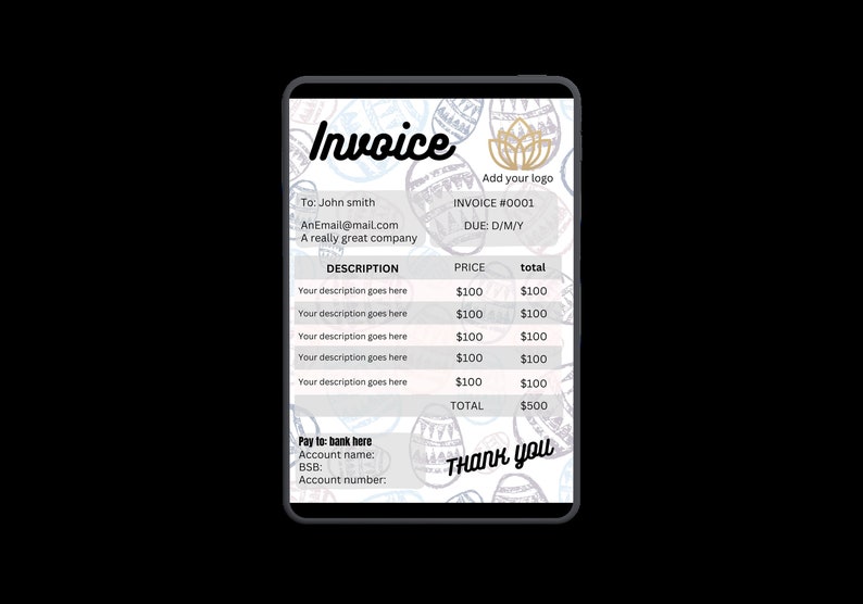 Easter Invoice Template 6 Pack. Receipt Template Easter-themed Invoice ...