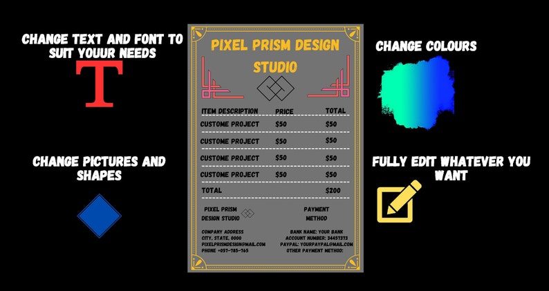 Receipt Template, Receipt, Invoice Template Canva, Grey Receipt - Etsy