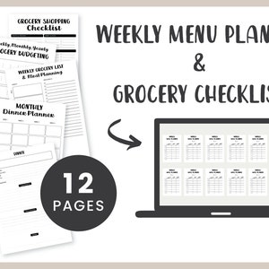 Simple Meal Plan Template, Meal Plan Print, Grocery Lists Printable ...