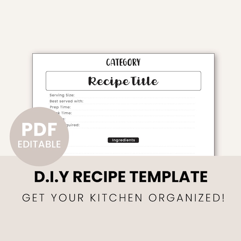 EDITABLE Recipe Book Template | DIY Cookbook | Gifts for Mom | Kitchen ...