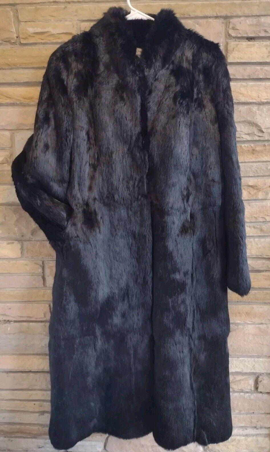 Vintage Evans Black Full Length Natural Rabbit Fur Coat Womens Sz 12 - Etsy