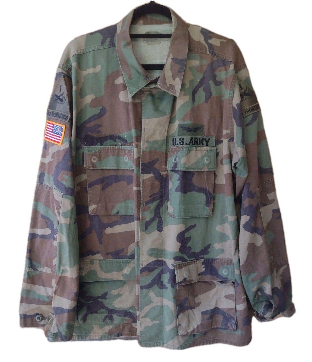 Vintage 80s U.S. Army Camo Jacket 1st Armored Division W Old Ironsides ...