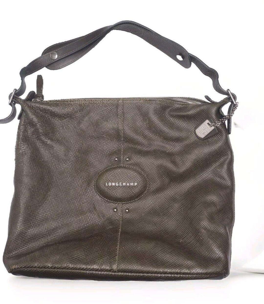 Longchamp Quadri Shoulder Bag Dark Olive Green Textured Leather - Etsy