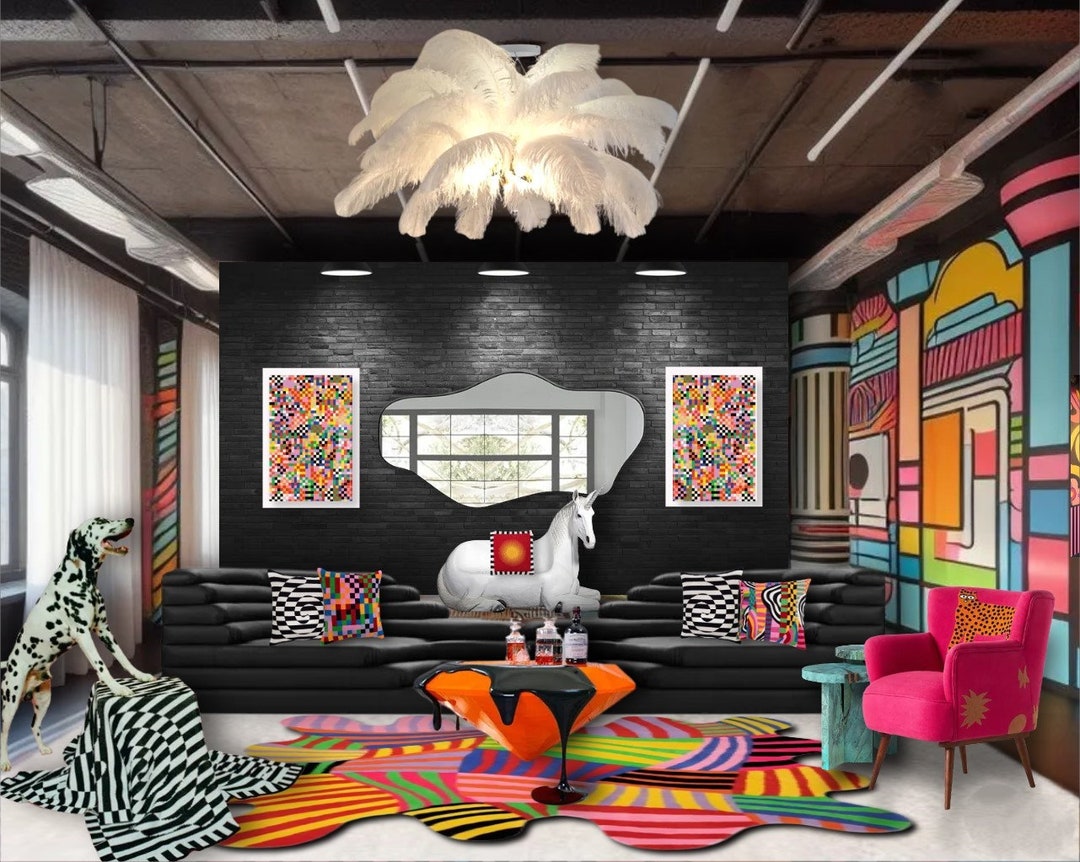 Custom 3D Render Colorful Maximalist Living Room - Etsy