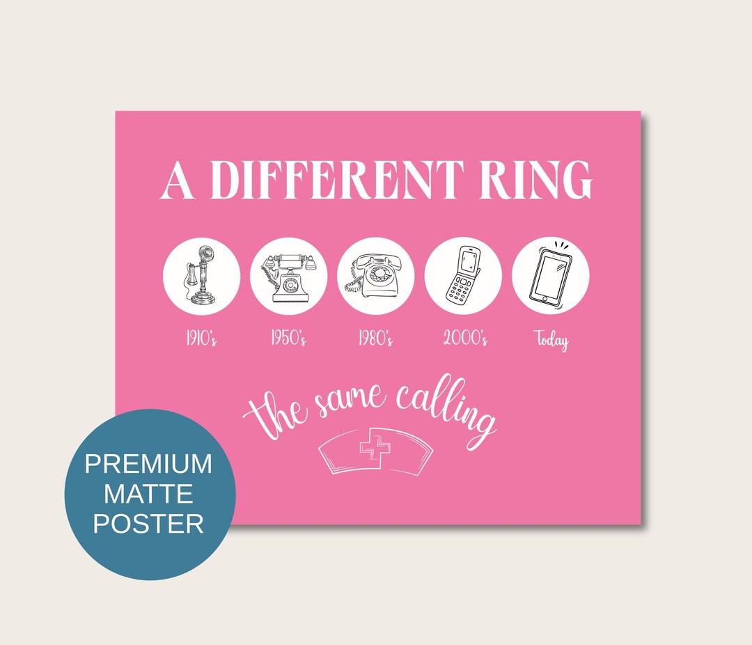 Nurse Poster, Pink Nurse Wall Art, A Different Ring Nurse Poster, Retro ...