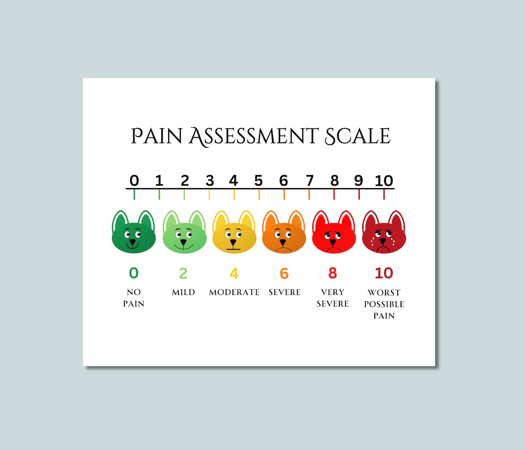Cute Pediatric Pain Scale Poster for Kids, Pain Chart, Playroom Puppy ...