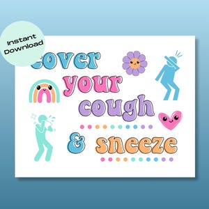 Cover Your Cough Pastel Poster, School Nurse Printable, Health Office ...