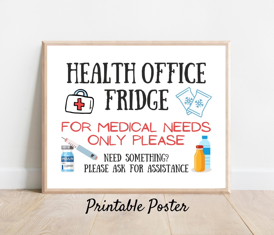 Health Office Fridge Sign: Nurse Office Decor (digital Download) - Etsy