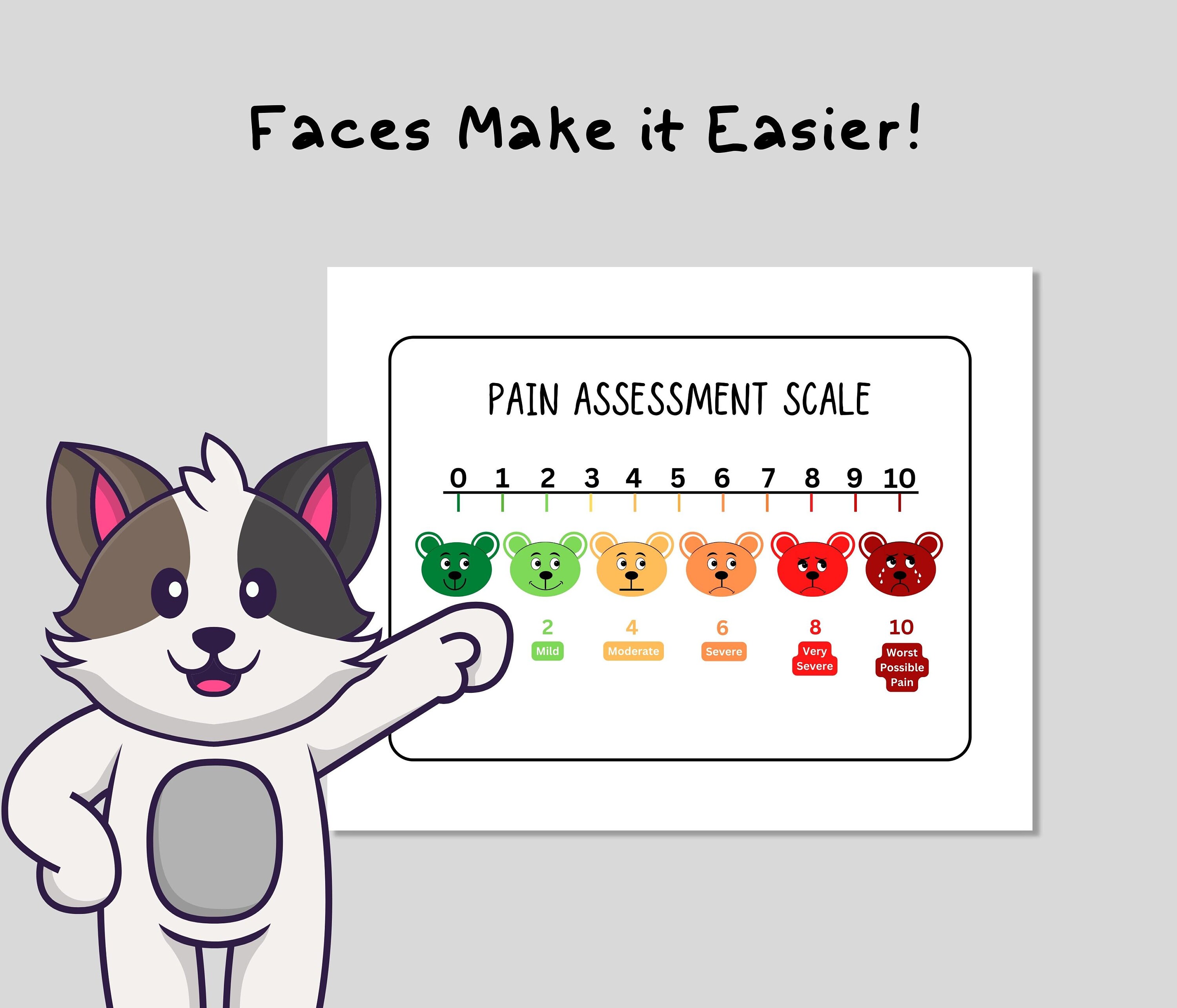 Brave Bear Pain Scale Poster, Pain Assessment Scale, School Nurse Pain ...