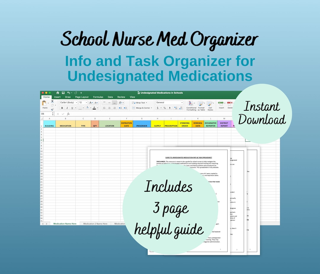 School Nurse Medication Organizer Spreadsheet, School Nurse Template ...