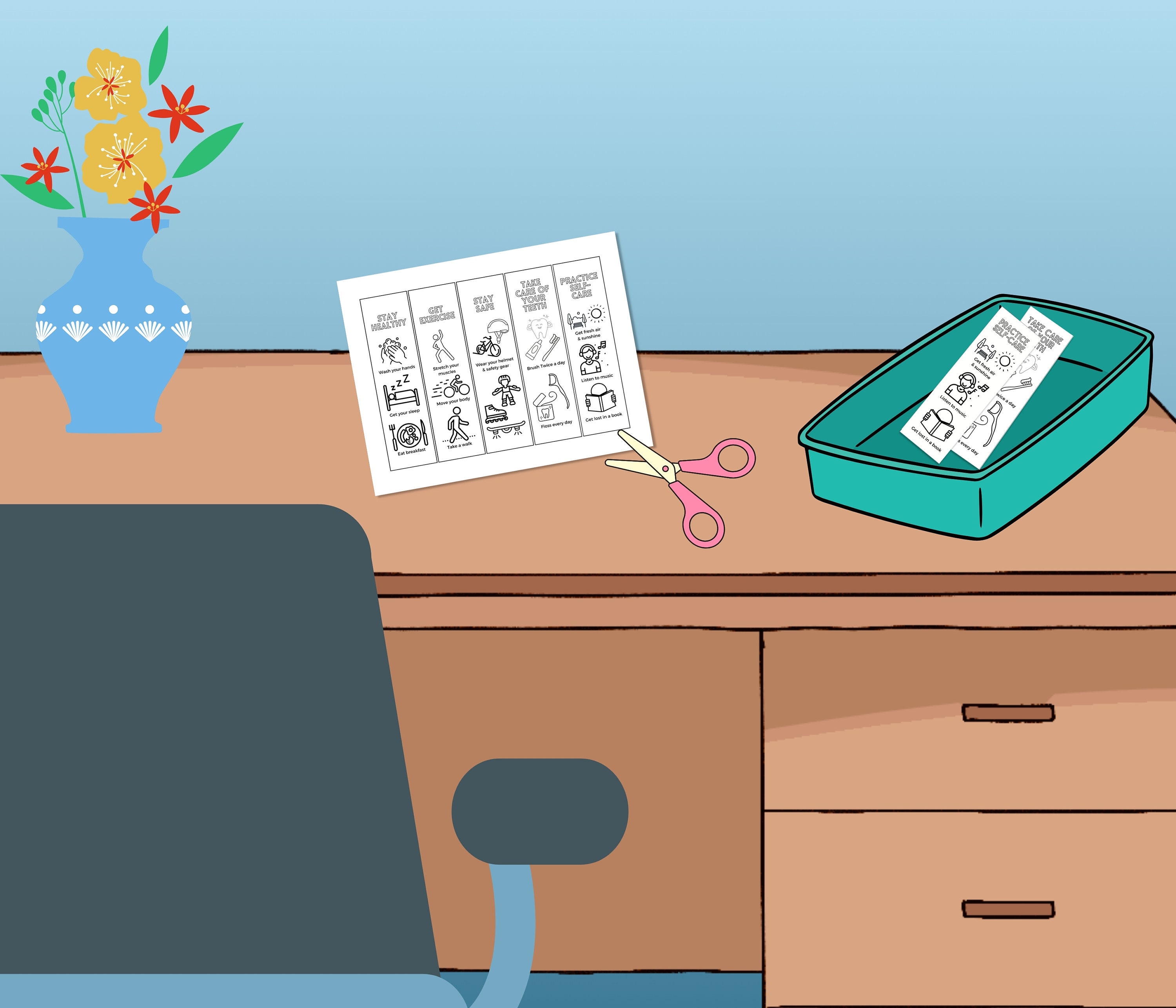 School Nurse Coloring Bookmarks: Health Promotion Printables (digital ...