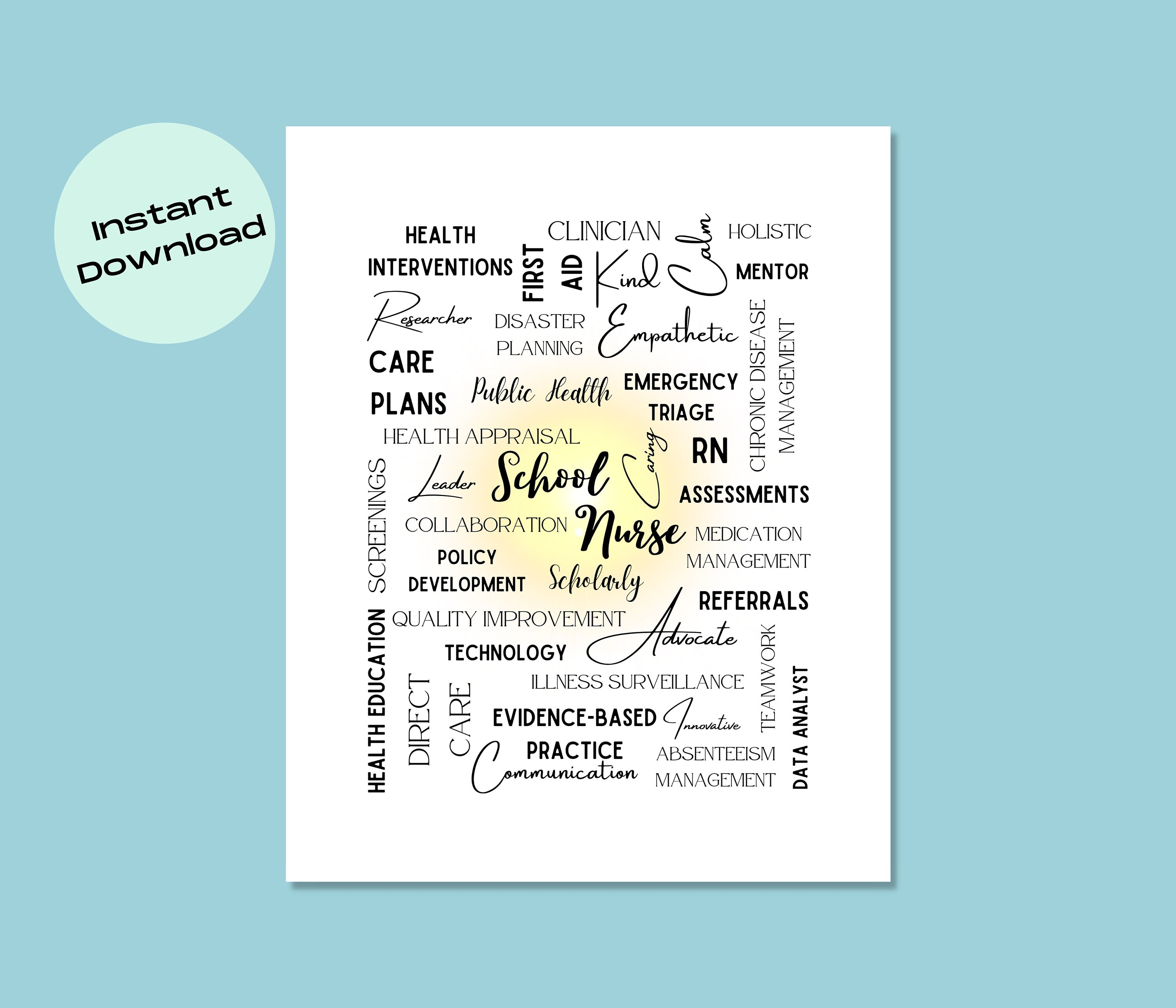 School Nurse Printable Poster, Inspirational Decor, Health Office ...