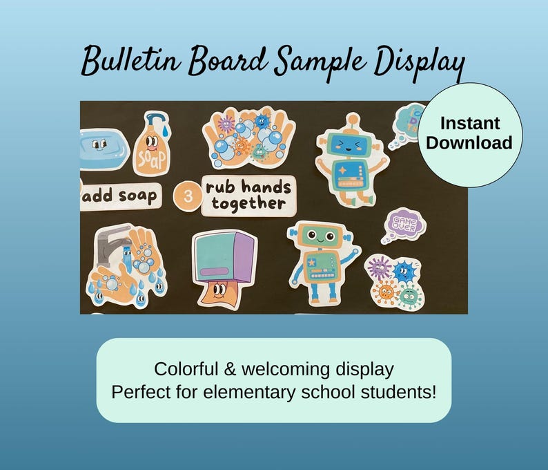 Wash Your Hands Bulletin Board Kit: School Nurse Office Decor (PDF ...