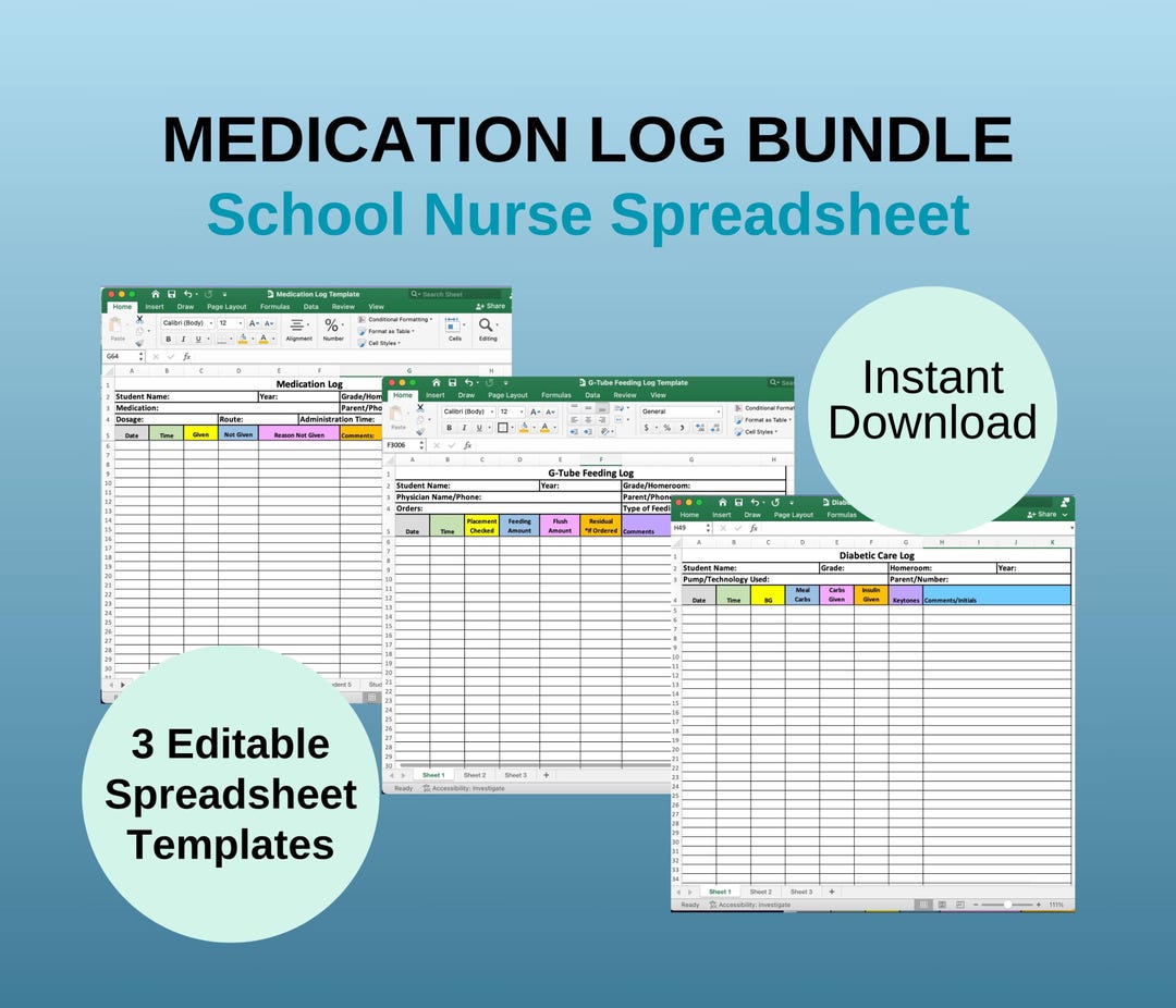 School Nurse Med Log Bundle School Nurse Medication Template School ...