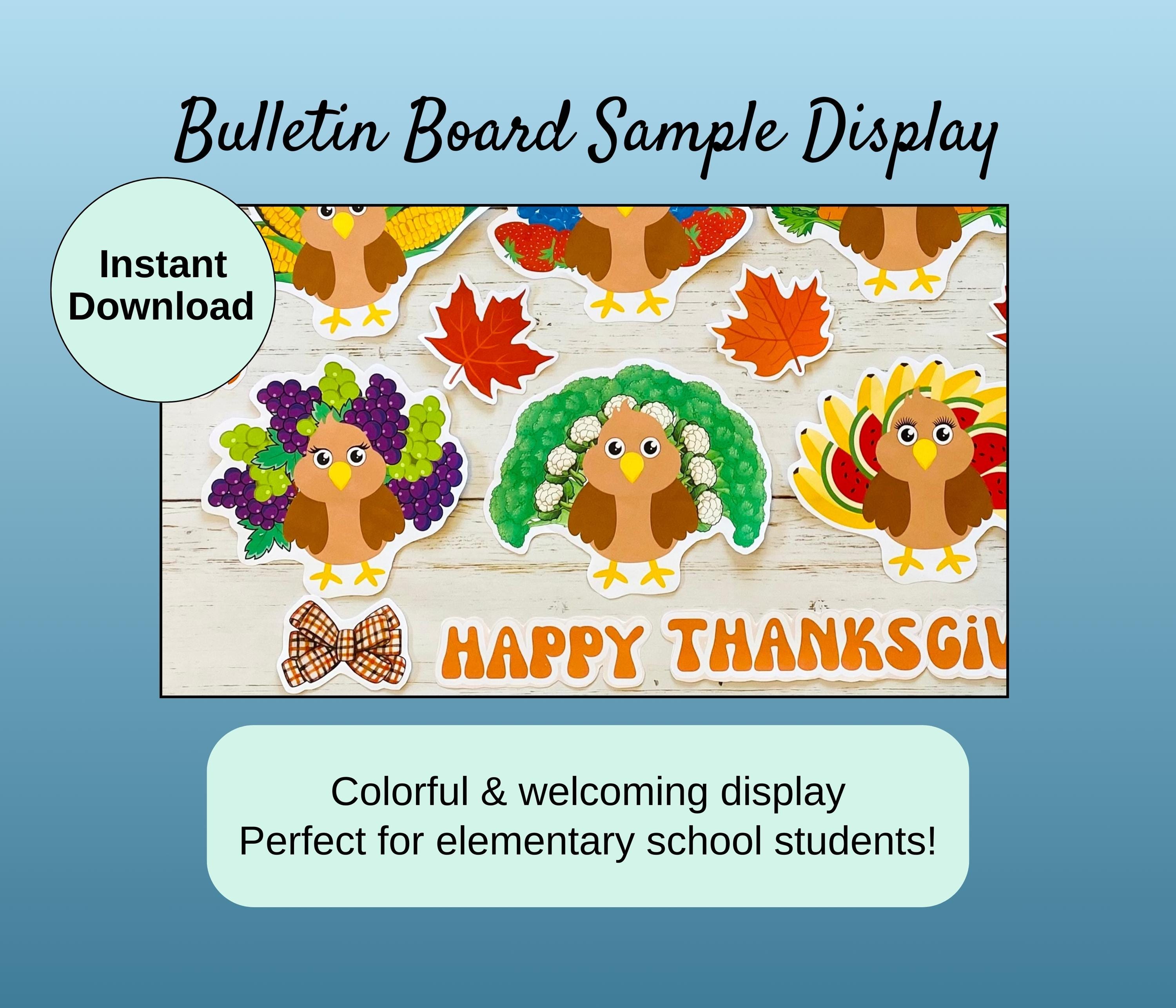 Thanksgiving Bulletin Board Kit: Fall Healthy Habits Nutrition Decor ...