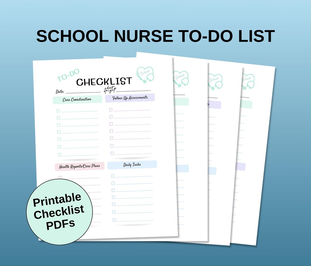 School Nurse Checklist Printable, Nurse Office to Do List, School Nurse ...