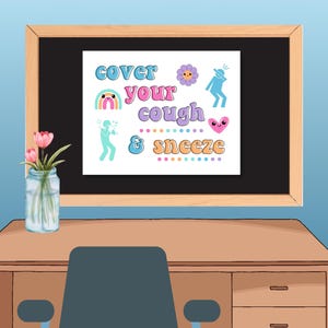 Cover Your Cough Pastel Poster: School Nurse Health Office Decor - Etsy