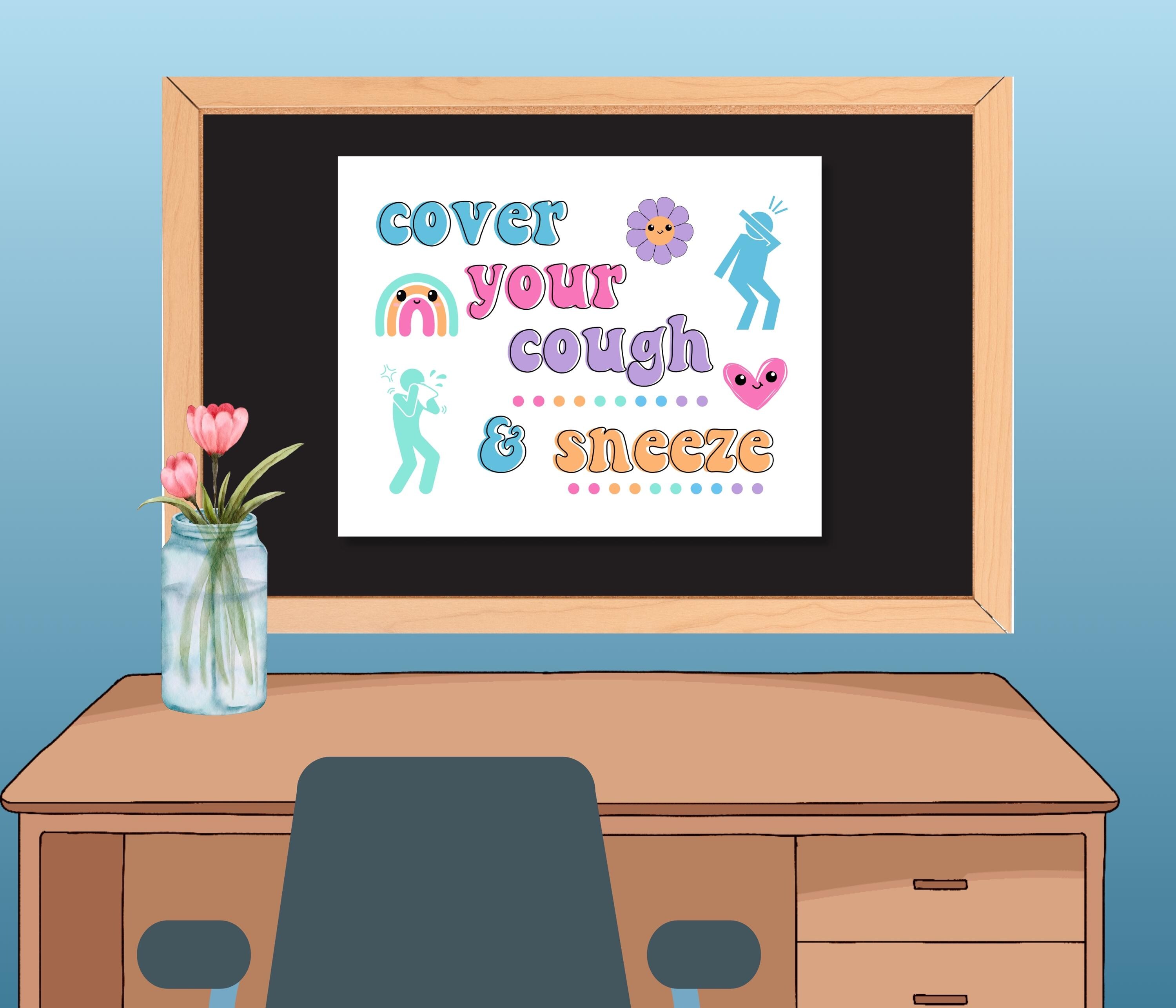 Cover Your Cough Poster: Pastel School Nurse Printable (digital ...