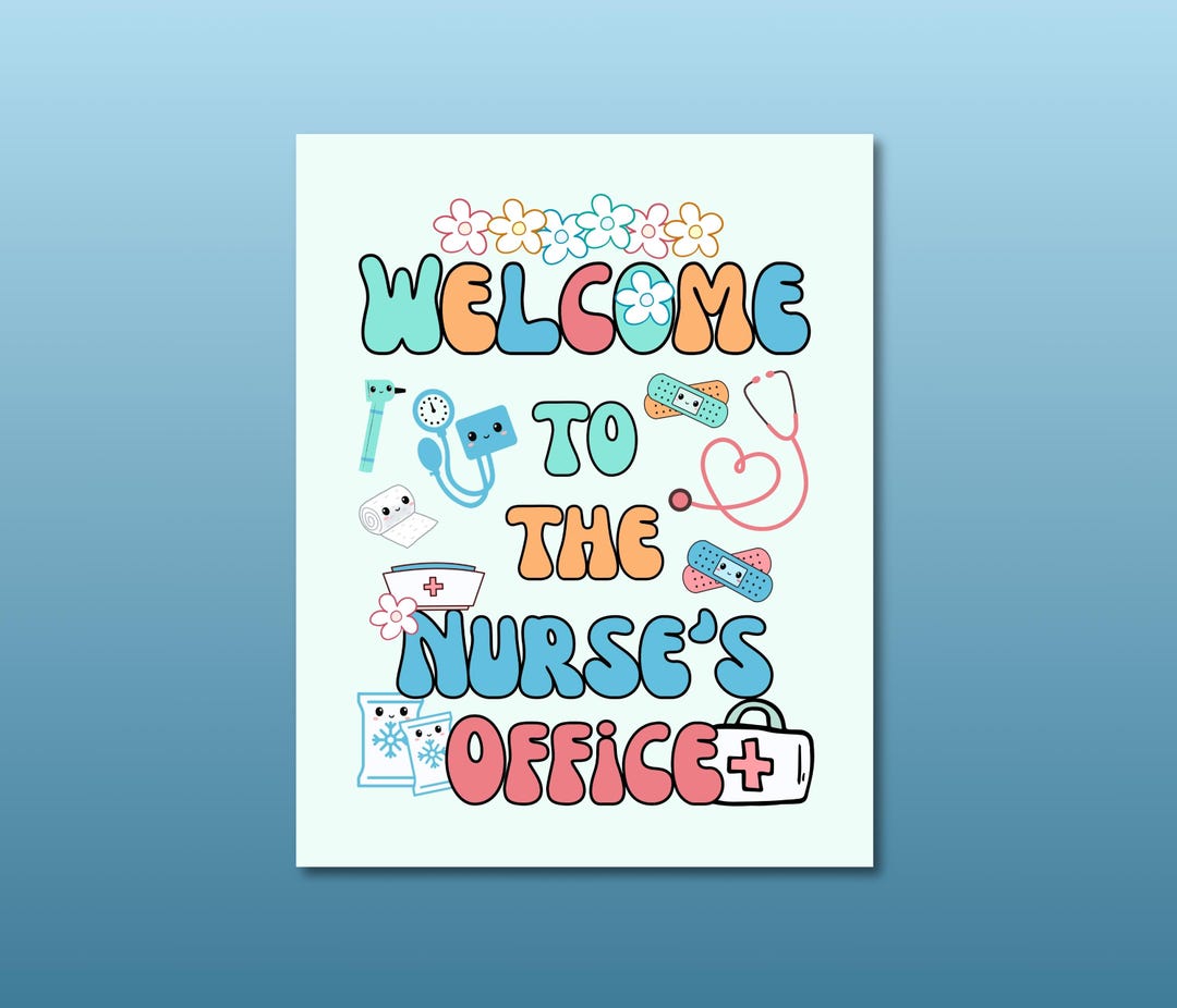 Nurse Office Posters, School Nurse Door Decorations Welcome Door Signs ...