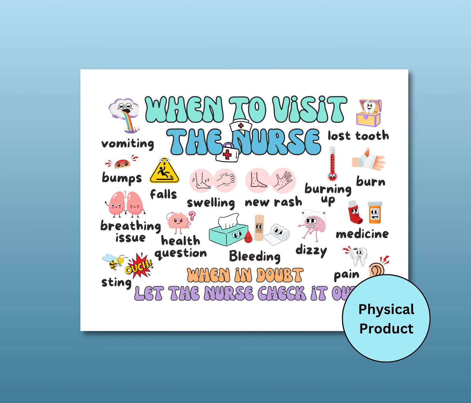 When to Visit the Nurse Poster: School Health Office Decor - Etsy
