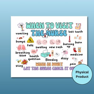 When to Visit the Nurse Poster: School Health Office Decor - Etsy